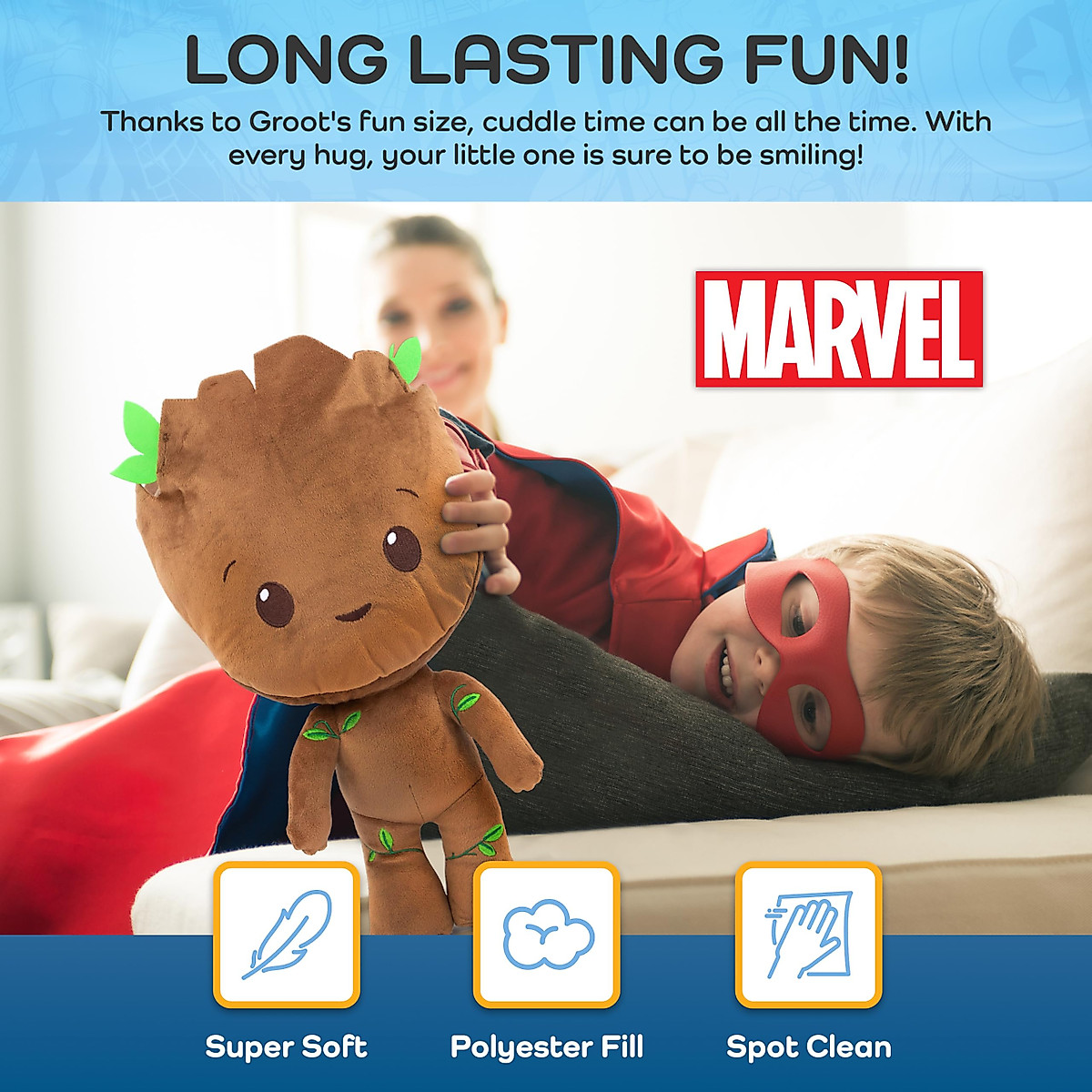 Marvel Guardians of The Galaxy Groot Stuffed Pillow Buddy - Super Soft Polyester Microfiber, 14 inch (Official Product)