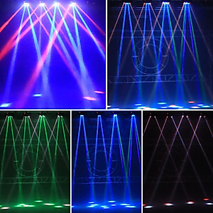 U`King Spider Moving Head Light with 8x10W RGB LEDs Beam DJ Lights and 2 Pixel Light Strips, Sound Activated/DMX-512 Control Perfect for Party Disco Wedding Live Stage Lighting (Set of 2)