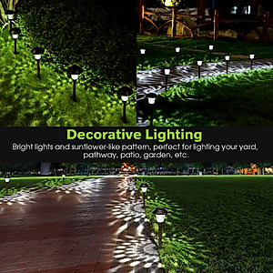 Solar Pathway Lights Outdoor, 6 Pack Metal Glass Solar Garden Lights LED Decorative Solar Walkway Lights Landscape Lighting for Driveway, Patio, Lawn, Yard