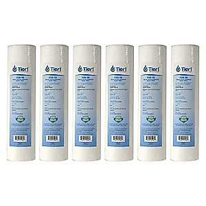 Tier1 20 Micron 10 Inch x 2.5 Inch | 6-Pack Spun Wound Polypropylene Whole House Sediment Water Filter Replacement Cartridge | Compatible with Pentek P20, SDC-25-1020, 155015-43, Home Water Filter