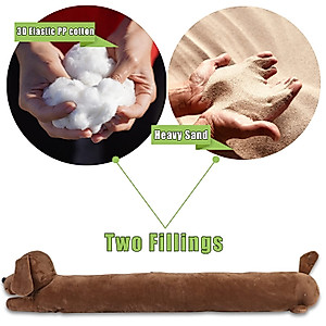 SANFERGE Dog Under Door Draft Stopper Heavy Duty, 3LB 34 Inch Decorative Fabric Door Draft Blocker, Animal Weather Stripping Sound Proof Bottom Seal, Save Energy Stopper Guard, Coffee Shar Pei