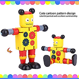 banapoy Wooden Robot Toys, Non-Toxic Safety Durable Kids Robot Toys, for Kids(Yellow)