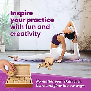 Zinsk 8-pc Wood Yoga Dice Set - Creative Yoga Accessories and Fun Yoga Gifts for Women - Wooden Workout Dice & Fitness Dice to Create Yoga Flows in Seconds - Yoga Stuff for Yogis and Yoga Instructors