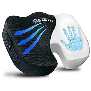 Sleepavo Black Memory Foam Seat Cushion for Office Chair - Pillow for Sciatica, Coccyx, Back, Tailbone & Lower Back Pain Relief - Orthopedic Chair Pad for Lumbar Support in Office Desk, Car & Airplane