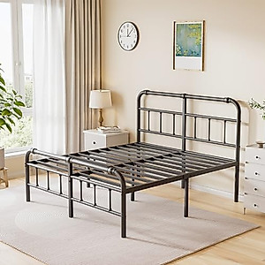 ZIYOO California King Bed Frames with Headboard and Footboard, 14 Inch High, Heavy Duty Steel Slats Up to 3500lbs Support, No Box Spring Needed, Easy Assembly, Noise-Free Platform-Black