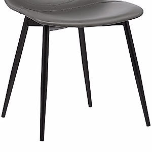 Armen Living Monte Mid Century Modern Dining Accent Chair for Table Kitchen Desk Vanity in Charcoal Gray Faux Leather with Black Metal Legs