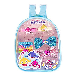 Luv Her Kid's pinkfong Baby Shark Fashioninsta's Backpack -Baby Shark Accessories Set for Girls -Baby Shark Sets - Bow's with Alligator Clips, Hair Ties, Backpack Ages 3+