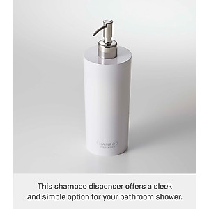 Yamazaki 2928 Tower Shampoo Dispenser Contemporary Bottle Pump for Shower, Round, White