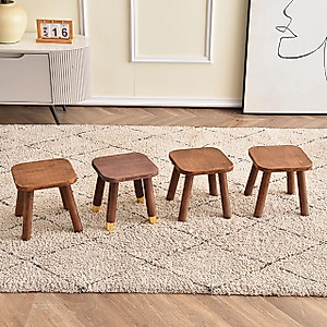 XXYOUPIN Solid Wood Step Stool, Milking Stool, Plant Stand, Round Foot Stool, Step Stool for Adults，Removable Portable Stool, Shoe Change Stool, Retro Colors(9.4 inches)