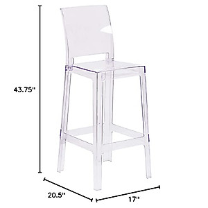 Flash Furniture 4 Pack Ghost Barstool with Square Back in Transparent Crystal