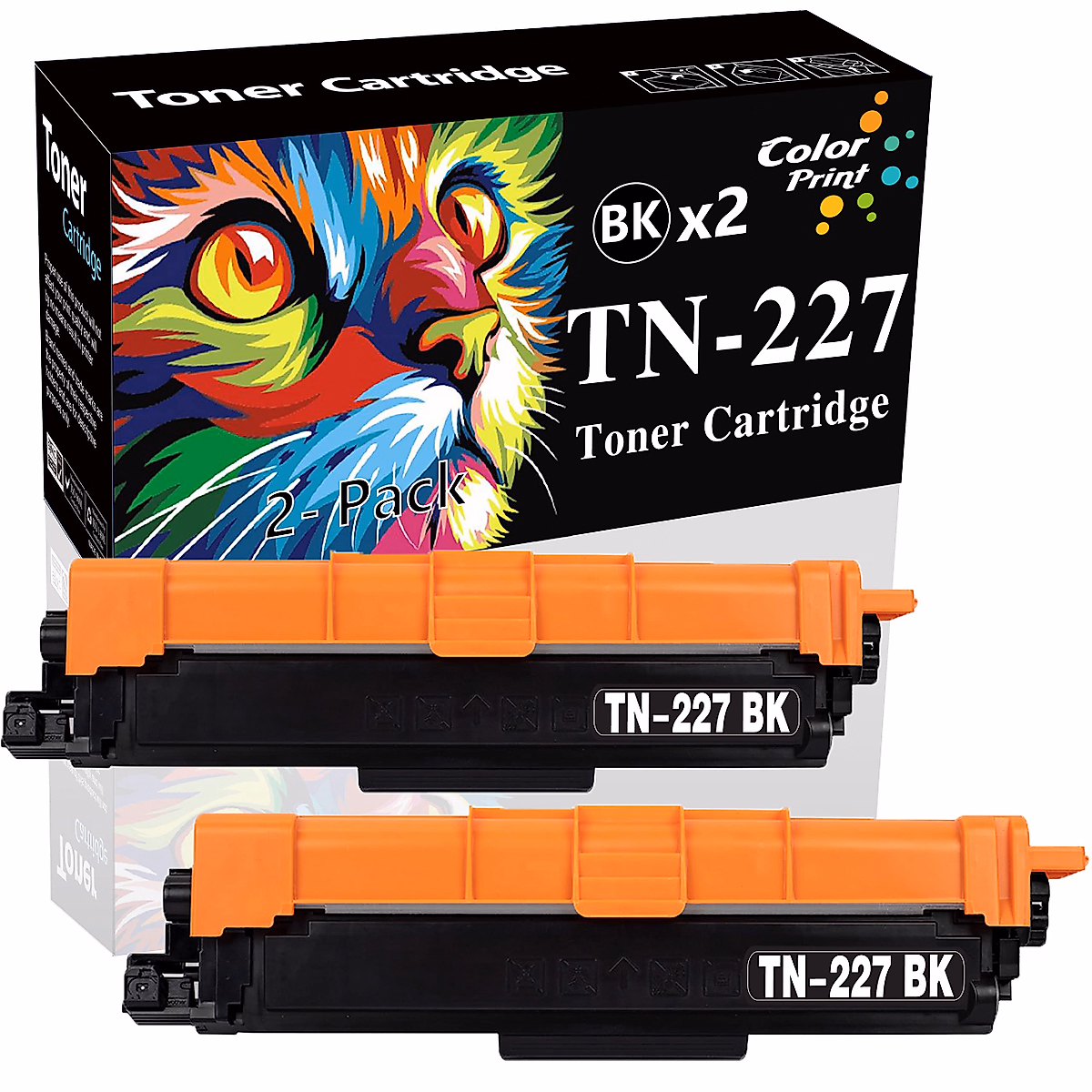 (2-Pack,Black) Colorprint Compatible TN227BK Toner Cartridge Replacement for Brother TN227 TN-227BK TN223 TN-223BK Used for MFC-L3750CDW MFC-L3770CDW HL-L3210CW HL-L3290CDW HL-L3230CDW Printer