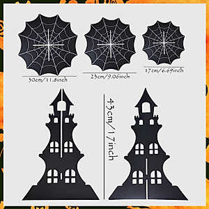 3-Tiers Spider Web Cupcake Stand for Hero Theme Party Supplies. Haunted House, Ghost,Cardboard, Dark Building Dessert Holder Halloween Party Serving Tray