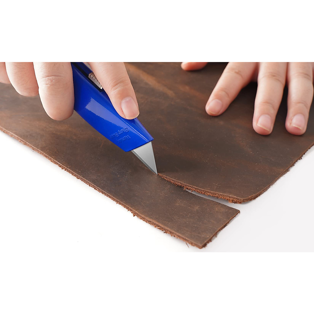 DIYSELF 1 Pack Box Cutter Retractable Heavy Duty with 10 Blades, Razor Blades Utility Knife for Cardboard, Carton, Boxes, Cutter Knife, Exacto Knife Box Knife (Blue)