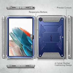 Fintie Shockproof Case for Samsung Galaxy Tab A8 10.5 Inch 2022 Model (SM-X200/X205/X207), Tuatara Rugged Unibody Hybrid Full Protective Bumper Kickstand Cover w/Built-in Screen Protector, Navy