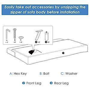 POWERSTONE Convertible Futon Sofa Bed Linen Small Couch Fabric Folding Sleeper Sofa for Living Room Furniture Set with Chrome Legs Gray