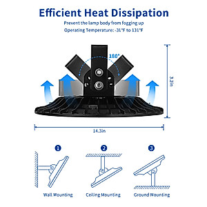 6 Pack300W UFO LED High Bay Light, 30000 LM Factory Warehouse Industrial Lighting, 6000-6500K Shop Warehouse LED Lights, IP54 Waterproof, Commercial LED Bay Lighting for Garage Factory Workshop Gym