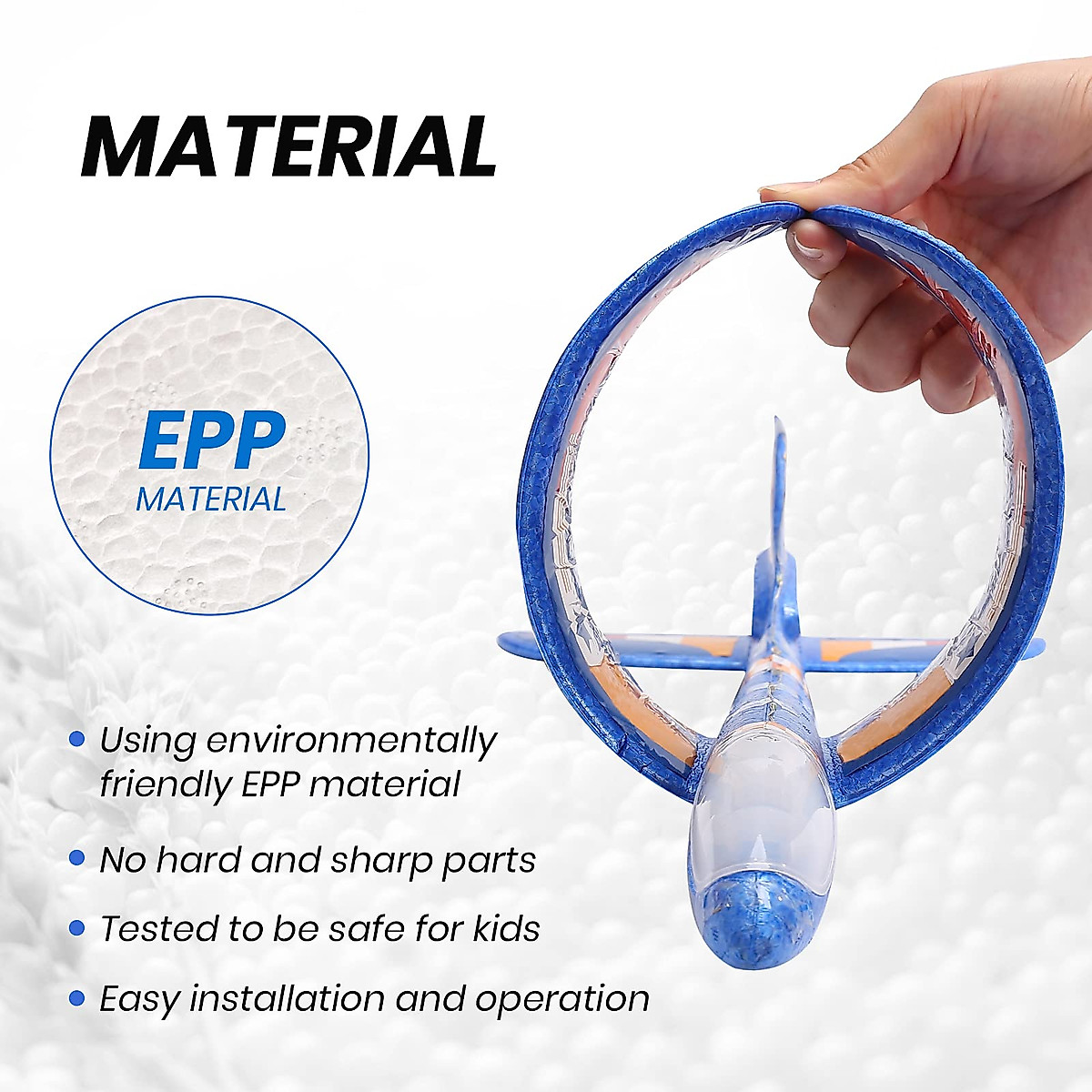 EagleStone Airplane Toy 2 Pack LED Foam Airplane for Kids Large Throwing Foam Plane 2 Flight Mode Glider Plane Flying Toys with 2 Sticker Styrofoam Airplanes for Boys&Girls Age 3 or Above Best Gift