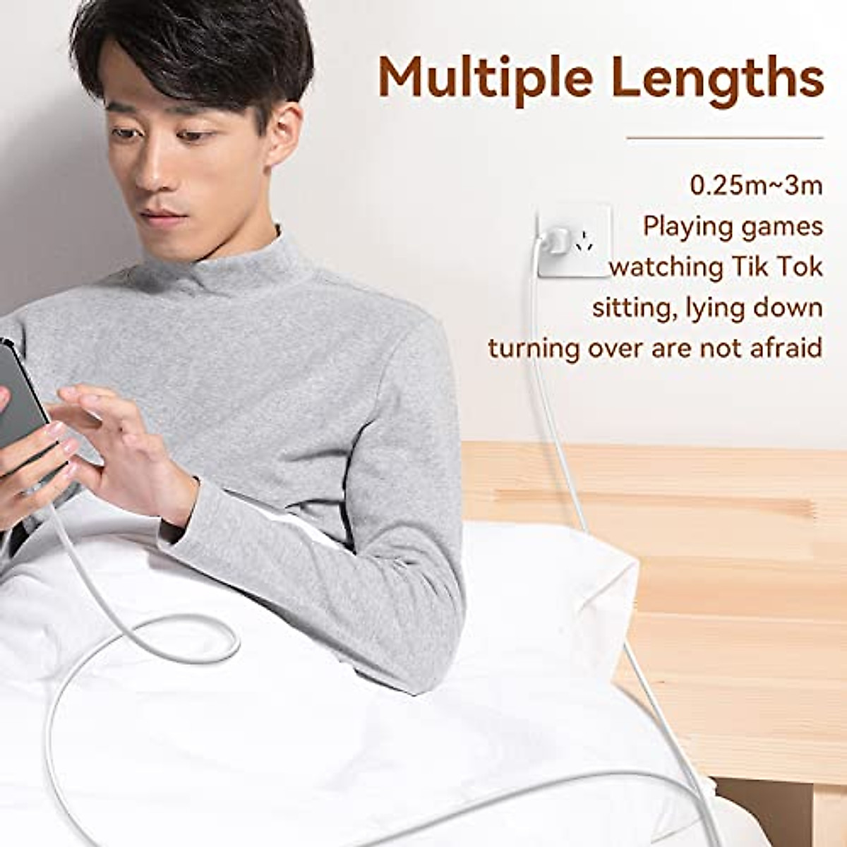 BGNTBUK Last Cable USB C Cable 6A Fast Charging Cord Mobile Phone Accessories Data Wire Type C Cable Charger USB Cable 6.6Ft Cord Bytes for Android