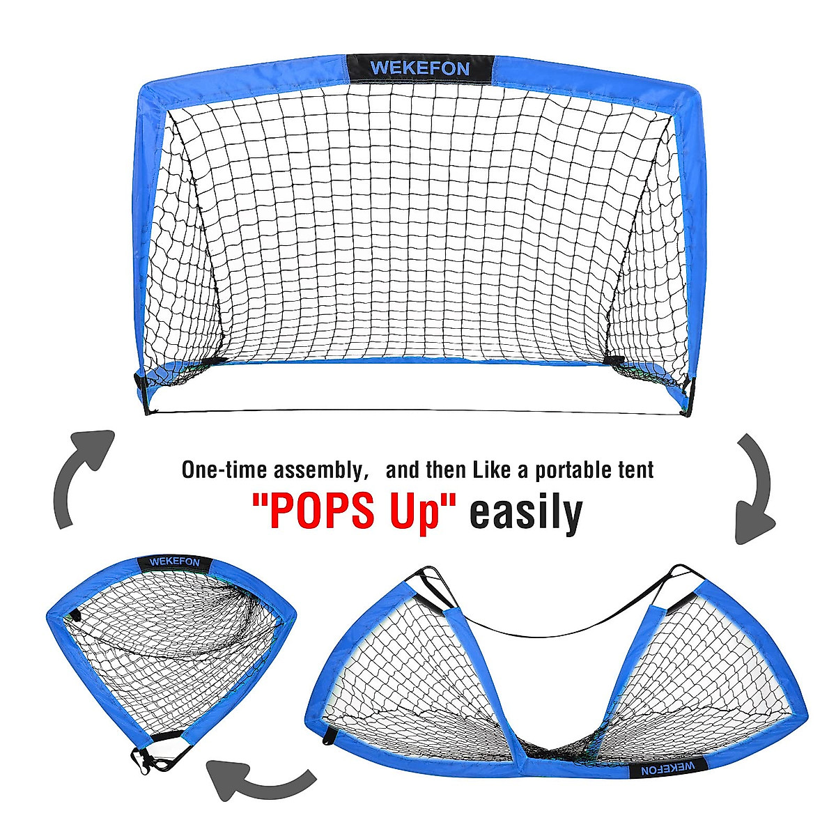 WEKEFON Backyard Soccer Goals - Portable Kids Soccer Net Set of 2-3.6'x2.7' - Pop Up Folding Indoor + Outdoor Goals with Carry Bag - Easy Assembly and Compact Storage