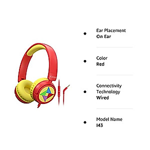 ELECDER i43 Kids Headphones with Microphone 85dB 94dB Volume Limited 3.5mm Jack Foldable Adjustable Wired On Ear Headphones for Children Girls Boys Teens Cellphones PC Kindle School Tablet Red/Yellow
