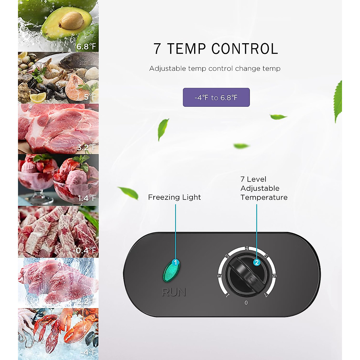 ADT Chest Freezer Free-Standing Top Door Freezers 6.8℉ to -4℉ (Matte Black, 7.0 Cubic Feet)