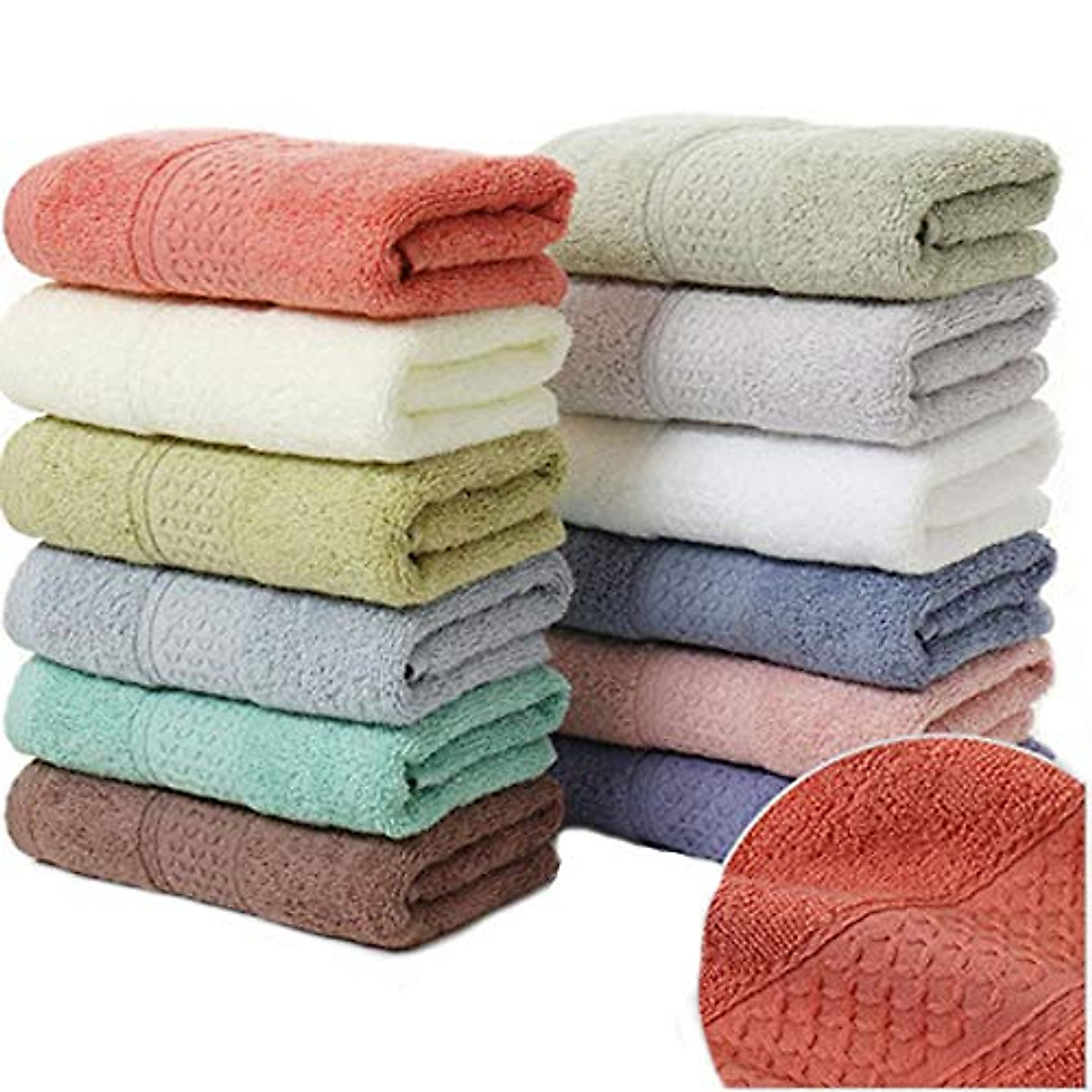 12-Pack Face Towels,Multi-Color Soft Washcloth 35*35cm (1)