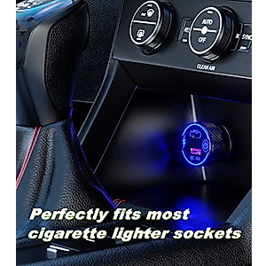 USB C Car Charger, VAZESWIN QC3.0 & PD Type C Dual USB Port Fast Car Charger Adapter, 30W 5A Fast Charge Car Phone Charger with Blue LED & Touch Switch