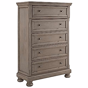 Signature Design by Ashley Lettner Traditional 5 Drawer Chest with Dovetail Construction, Light Gray