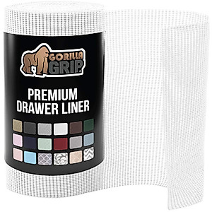 Gorilla Grip Drawer Liner and Under Sink Mat, Drawer Liner Size 12x20, and Under Sink Mat Size 24x30, Both in White, 2 Item Bundle