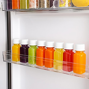 Moretoes 12pcs 2oz Shot Bottles with Caps, Mini Juice Bottles, Reusable Clear Bottles for Liquids, Empty Containers with Lids for Oil, Juice and Other Beverages