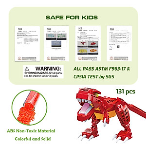 COGO MAN Dinosaurs Building Sets, Dinosaurs Toys 2 Pack, T Rex Dinosaur Figures and Dinosaur Blocks 131 PCS, Tyrannosaurus Toys for Boys and Girls Age 6-12