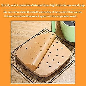 CJSDYY Air Fryer Parchment Paper,8.5 Inch Square Air Fryer Liner,Bamboo Steamer Paper,200 Sheets of Perforated Parchment Paper,Filter Paper,Baking Paper,Ready for Air Frying Pot,oven,steamer (brown)