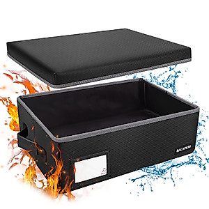 BALAPERI Fireproof Photo Storage Box with Lid (Box Only)- Holds up to 20 4" x 6" Photo Cases, Collapsible Scrapbook Storage Box, Portable Photo and Craft Keeper Storage Box with Handle