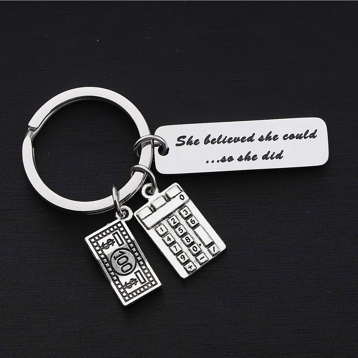 MYOSPARK Accountant Gift She Believed She Could So She Did Calculator Charm Keychain Inspirational Graduation Gift For CPA Accountant Auditor (Calculator Keychain)