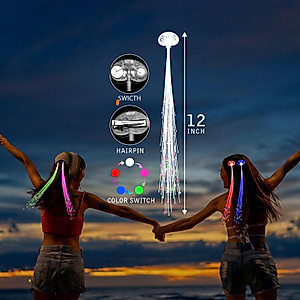 30 Pack LED Lights Hair Light-Up Fiber Optic LED Hair Barrettes Extensions Light Flashing Fiber Optic Hair Braid Barrettes Hair Clips for Party Favors Festival Party Bar Concert