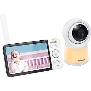 VTech - Smart Wi-Fi Video Baby Monitor w/ 5” HC Display and 1080p HD Camera, Built-in Night Light, RM5754HD - White (Renewed)