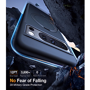 TORRAS Magnetic Shockproof for Google Pixel 8 Pro Case with Stand [Fit for MagSafe] [12FT Military Drop Protection] Sturdy Kickstand Protective Durable Slim Pixel 8 Pro Phone Case, Ostand, Black