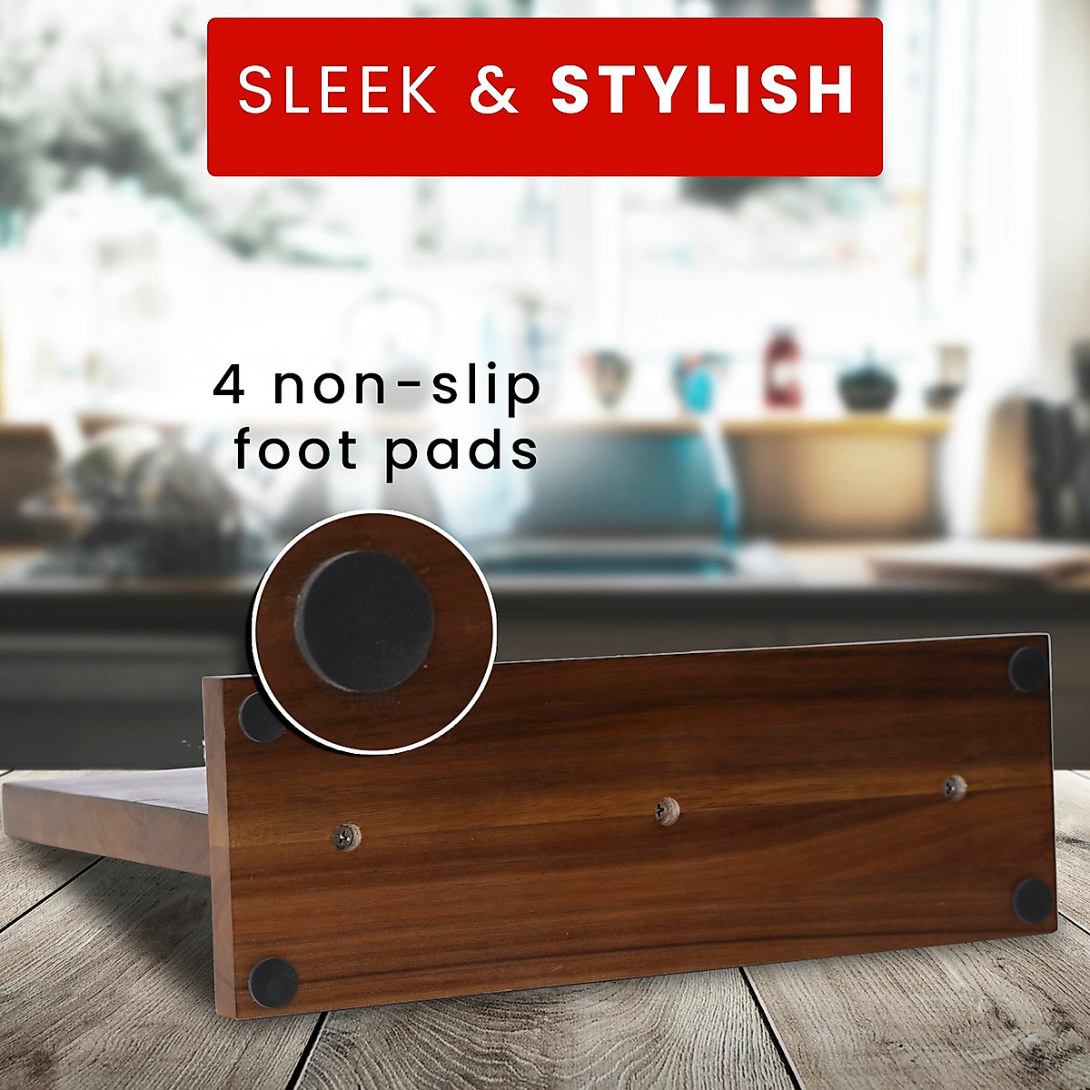 Wooden Magnetic Knife Holder 12 x 9" - Magnetic Knife Block without Knives - Kitchen Knife Holders for Counter top or Magnetic Knife Holder Stand - Double Sided Knife Magnet for Kitchen Knife Holder