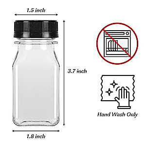 BAKHUK 36pcs 4oz Mini Plastic Juice Bottles with Caps, Empty Reusable Clear Bulk Beverage Containers for Juice, Milk and Other Beverages
