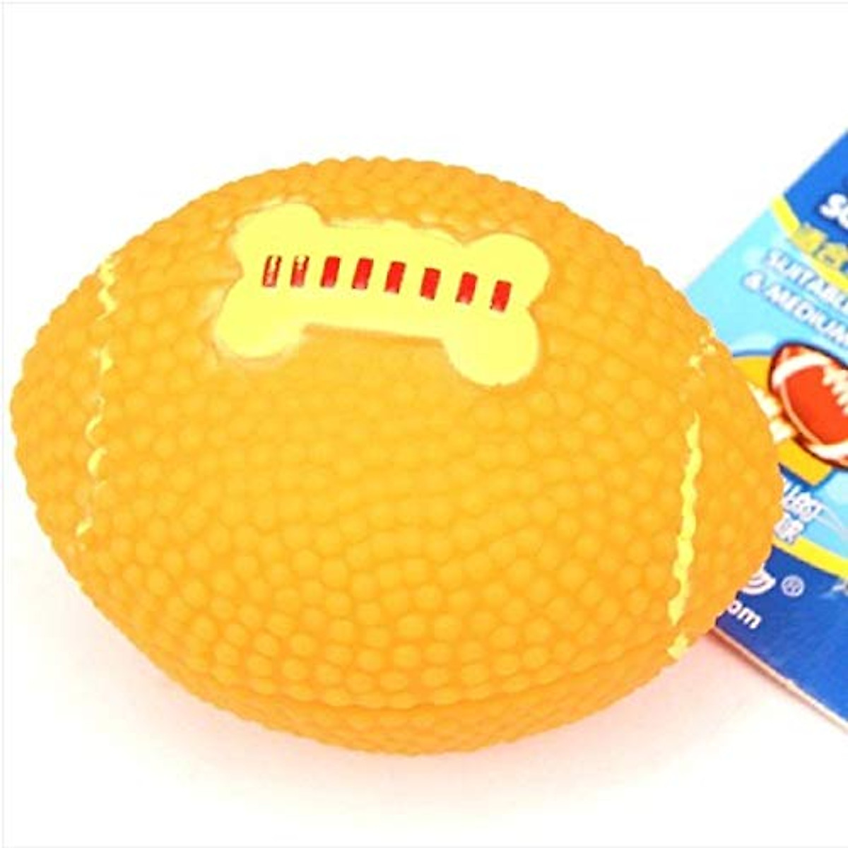 Hypeety Dog Squeak Chew Ball Interactive Toy Chewing Durable Latex Balls Toys for Small Medium Large Dogs Tooth Cleaning Chewing Playing (1pcs Random Color) (Rugby)