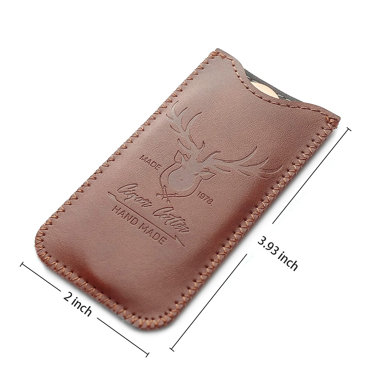 Stainless Steel Cigar Cutter Guillotine with Leather Pouch,Double Blade for a Precise Perfect Cut(Bronze Deer)