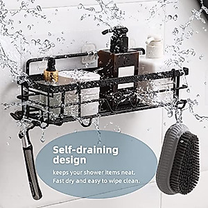 ToNewBe Self Adhesive Shower Shelves, Storage Rack Organizer with 3 Shower Caddy Hooks , Shower Rack No Drilling Wall Mounted Shower Storage Self, 2 Packs Shower Caddy.
