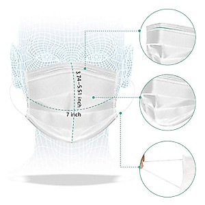 Wecolor 100 Pcs Disposable 3 Ply Earloop Face Masks, Suitable for Home, School, Office and Outdoors (White)