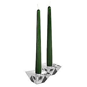 Hyoola 12 Pack Tall Taper Candles - 10 Inch Hunter Green Dripless, Unscented Dinner Candle - Paraffin Wax with Cotton Wicks - 8 Hour Burn Time