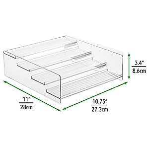 mDesign Plastic Kitchen Spice Bottle Rack Holder, Food Storage Organizer for Cabinet, Cupboard, Pantry, Shelf - Holds Spices, Jars, Baking Supplies, 4 Levels, 2 Pack - Ligne Collection - Clear