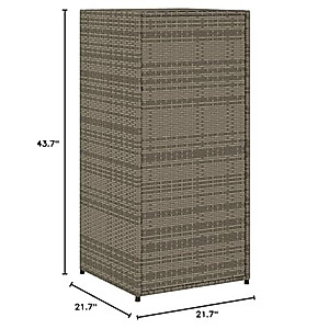 Gecheer Patio Storage Cabinet Outdoor Garden Storage Organizers Gray 21.7"x21.7"x43.7" Poly Rattan 0223078C 0224078C