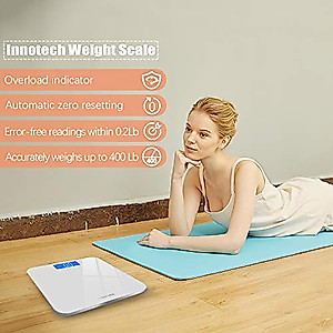 Innotech Digital Bathroom Scale with Easy-to-Read Backlit LCD (White)