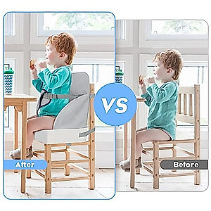 Toddler Booster Seat for Dining Table, PU Waterproof Strong Support Portable Booster Chair for Toddlers Eating, Easy Cleaning Booster Seat Cushion Detachable with Fix Straps