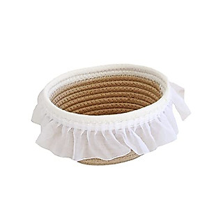 N/A Chiffon Cotton Rope Storage Baskets Weaving Home Sundries Toy Candy Finishing Basket Desktop Small Organizer Box (Color : D, Size : Large)