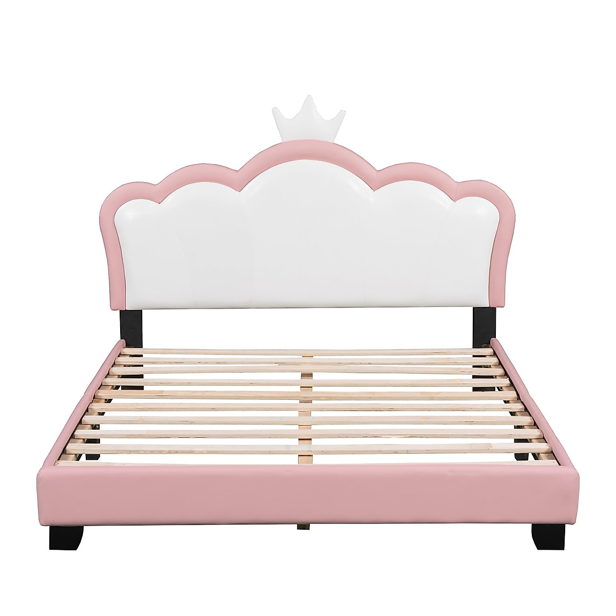 Full Size Upholstered Princess Bed with Crown Headboard,Full Bed Frames for Girls Full Bed Frame Girl Full Size Bed Frames for Girls
